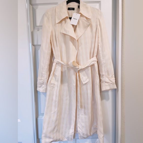 Theory | Jackets & Coats | Nwt 625 Theory Oaklane Bt Draped Check Lightweight Belted Trench Coat ...